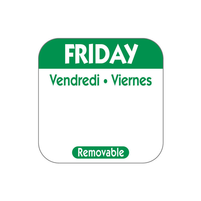 HACCP dagsticker Friday 25x25mm bestellen | EETikon